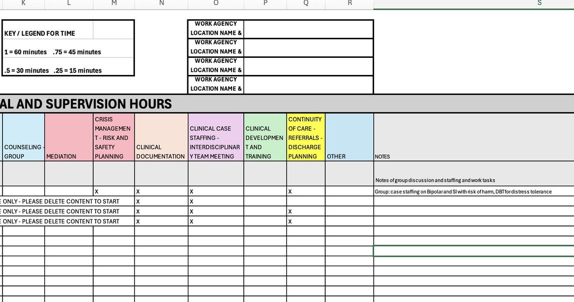 Clinical Supervision Hours Log, Form Tracker, Hours Template, Google ...