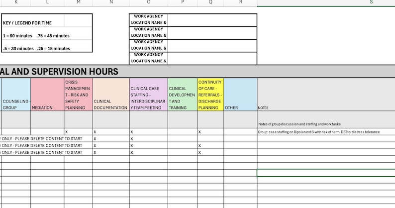 Clinical Supervision Hours Log, Form Tracker, Hours Template, Google ...