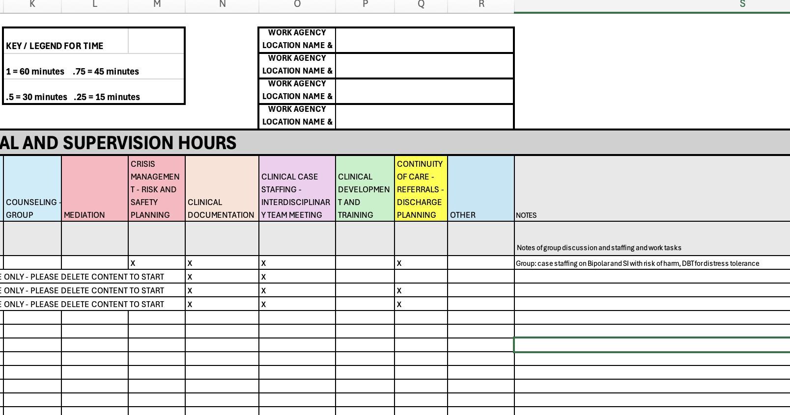 Clinical Supervision Hours Log, Form Tracker, Hours Template, Google ...