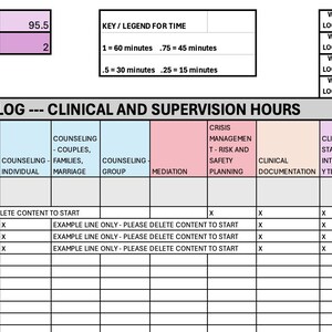 Clinical Supervision Hours Log, Form Tracker, Hours Template, Google ...