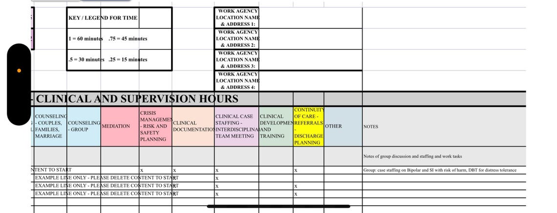 Clinical Supervision Hours Log, Form Tracker, Hours Template, Google ...