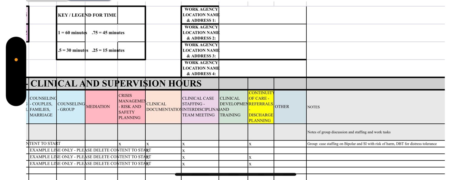 Clinical Supervision Hours Log, Form Tracker, Hours Template, Google ...