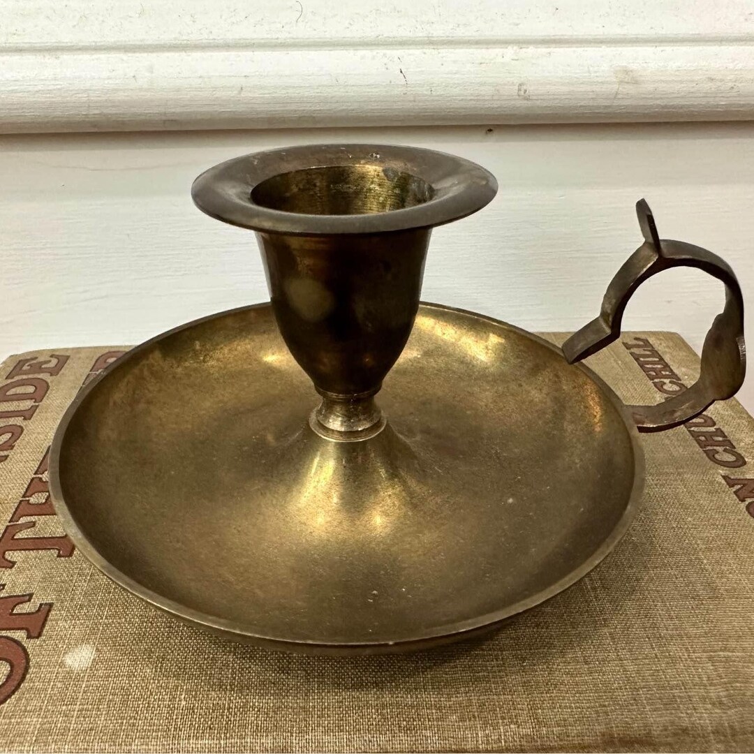 Vintage Brass Candlestick With Handle, Brass Candle Holder, English ...