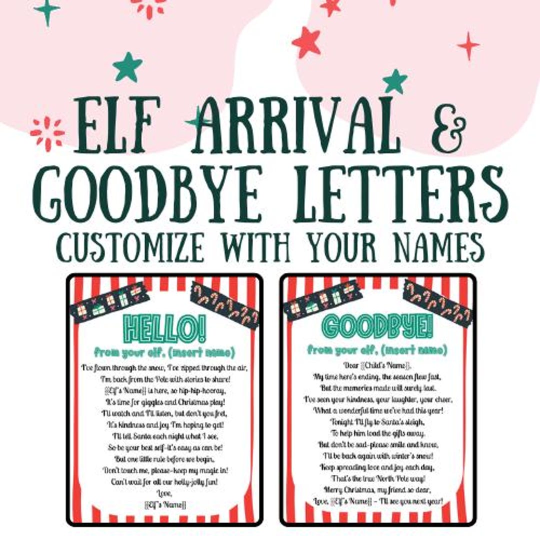 Printable ELF Hello & Goodbye Letters : Custom Made - Etsy