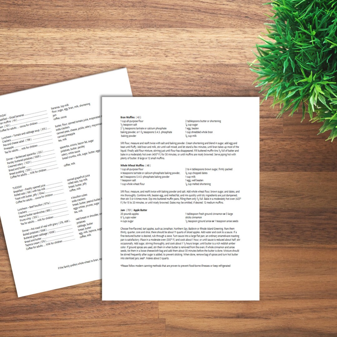 1940s Weekly April Meal Plan Printable 1943 - Etsy