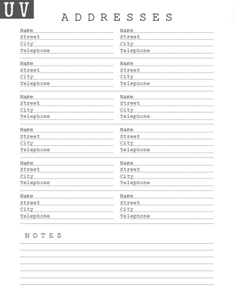 1940s Address Book Printable and Canva Template - Etsy
