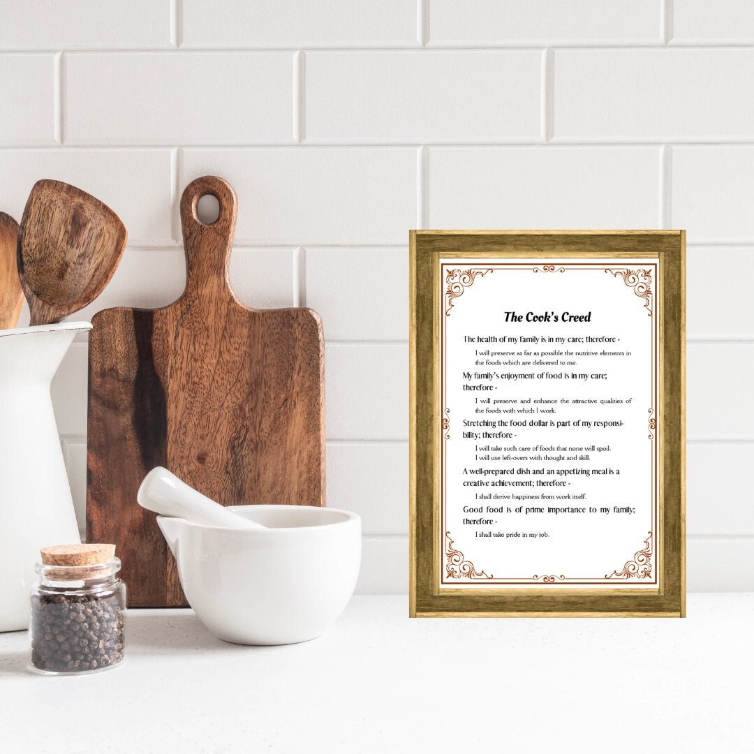 1940s Homemaker's Creed Printable Kitchen Decor 1943 - Etsy UK
