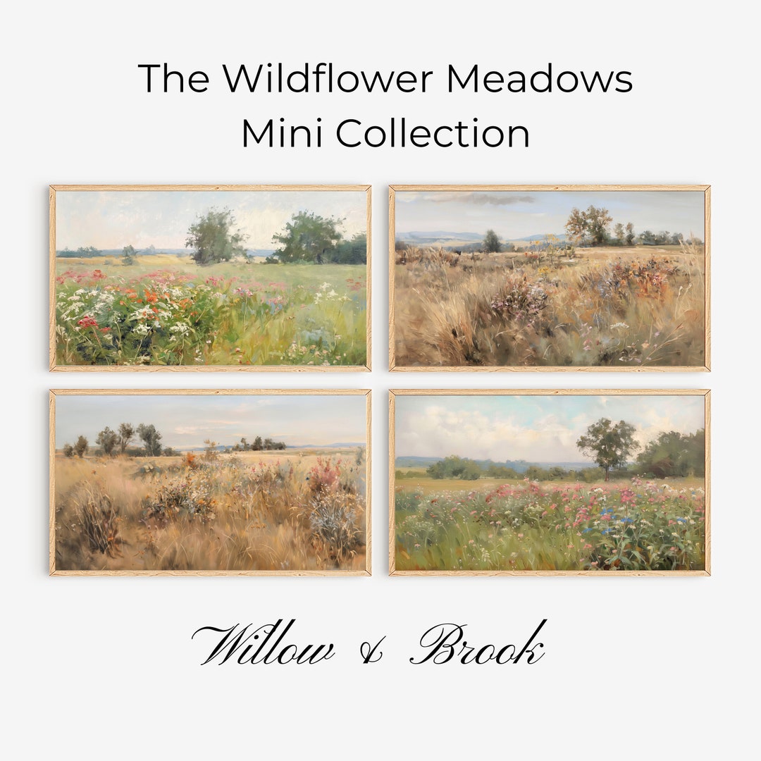 Wildflower Meadow Impressionist Oil Painting Set for Samsung Frame TV ...