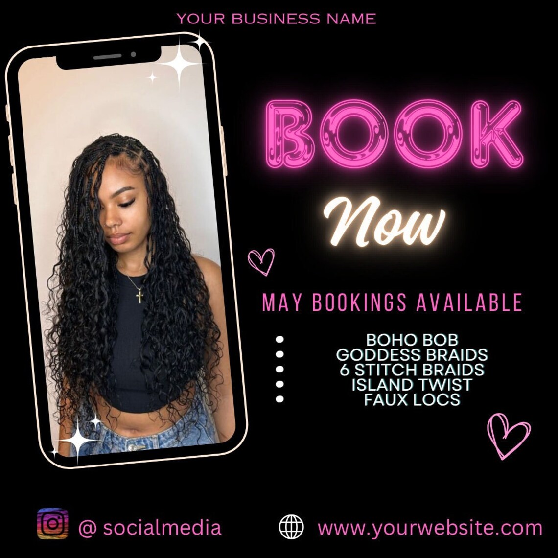 Braider Flyer, Book Now Template, Braiding Template, Booking Template ...
