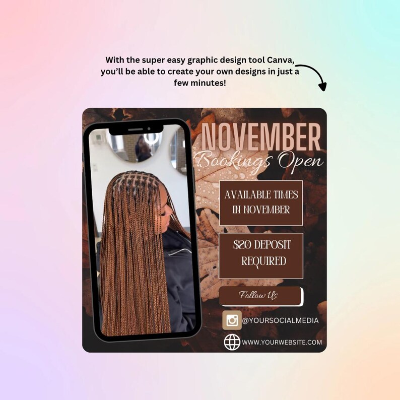 Knotless Braid Flyer - Diy Sale -hairstylist Promo - Salon Booking Ad ...