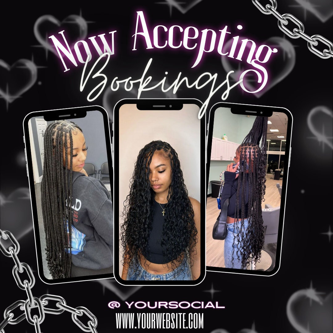 Knotless Braid Flyer - Diy Sale -hairstylist Promo - Salon Booking Ad ...