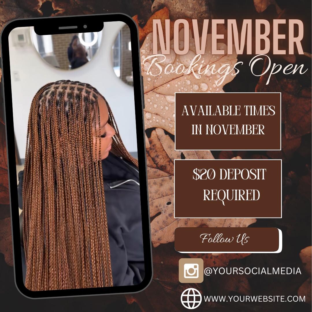 Knotless Braid Flyer - Diy Sale -hairstylist Promo - Salon Booking Ad ...