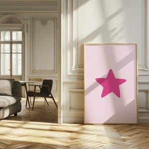 Pink Star Print Retro Star Art Print Trendy Instant Download Aesthetic ...