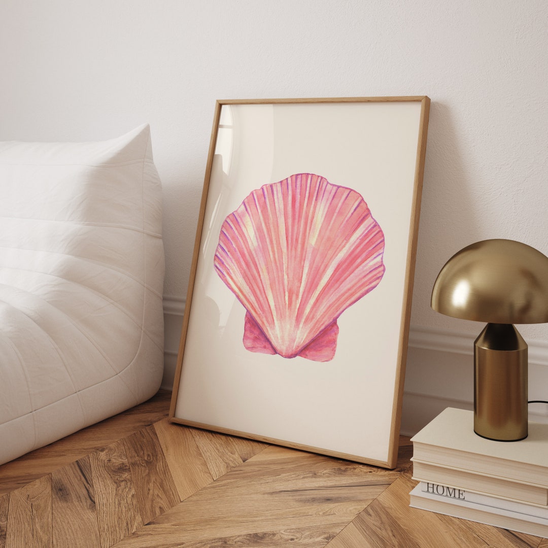 Pink Seashell Wall Art Trendy Coastal Dorm Wall Decor Pink Minimalist ...