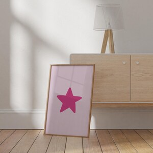 Pink Star Print Retro Star Art Print Trendy Instant Download Aesthetic ...