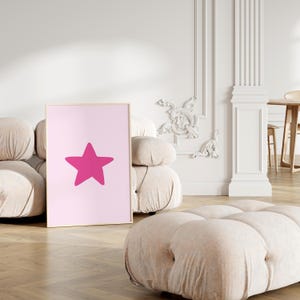 Pink Star Print Retro Star Art Print Trendy Instant Download Aesthetic ...