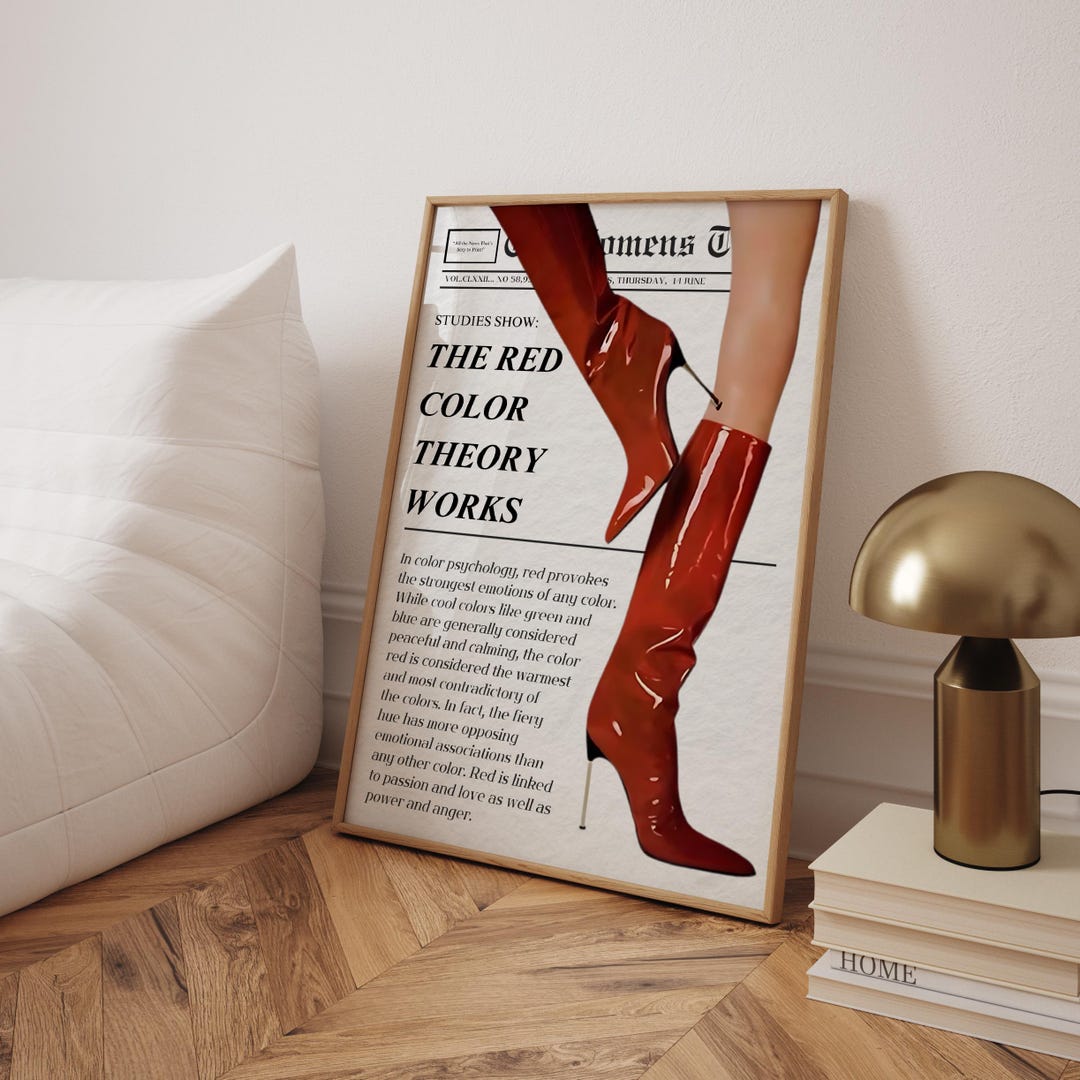 The Red Color Theory Works Digital Download Trendy Vintage Newspaper ...