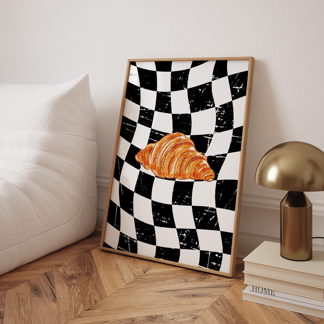 French Croissant Poster Retro Croissant Wall Art Vintage Minimalist ...