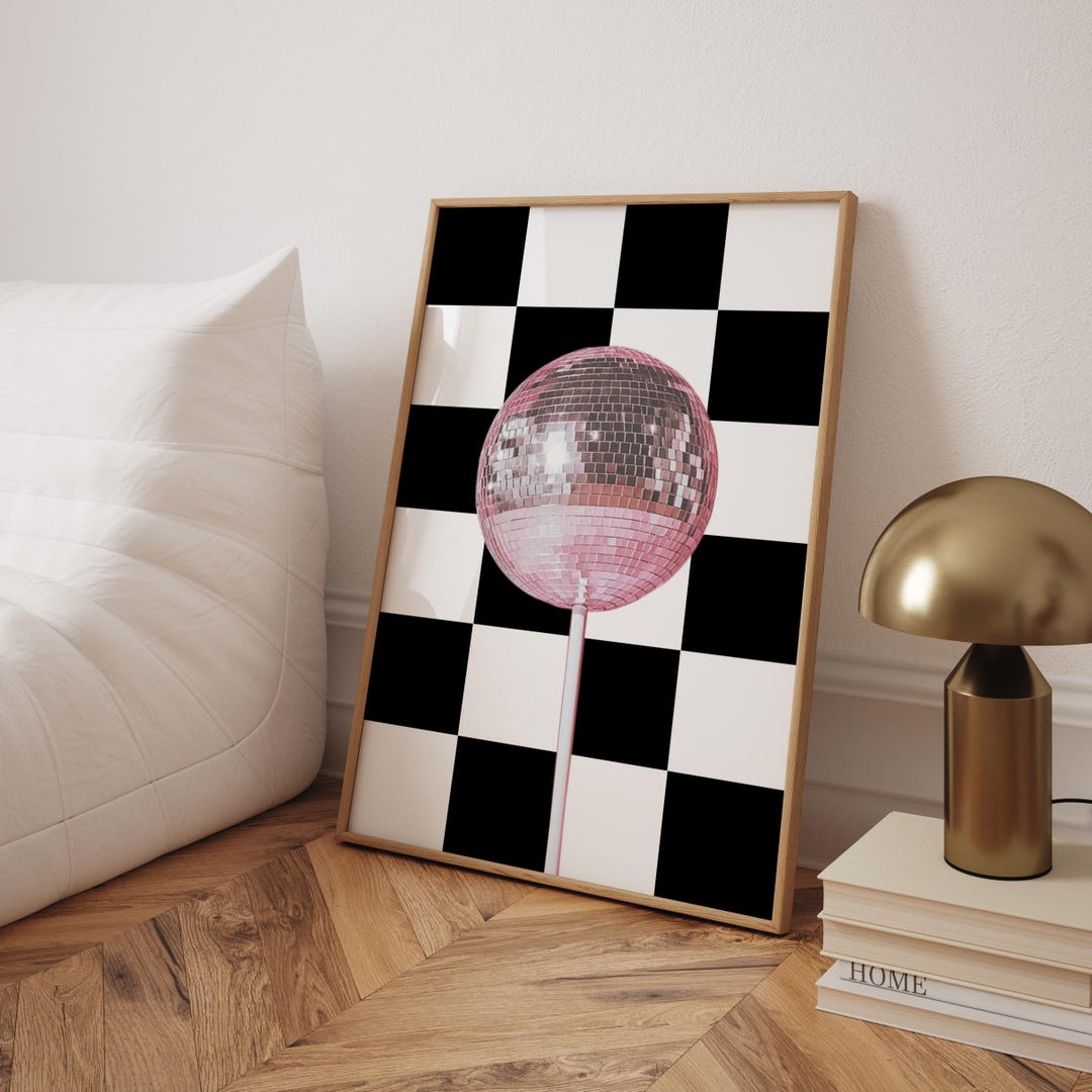 Pink Lollipop Disco Ball Trendy Black Decor Maximalist Mirrorball ...