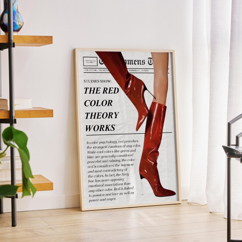 The Red Color Theory Works Digital Download Trendy Vintage Newspaper ...