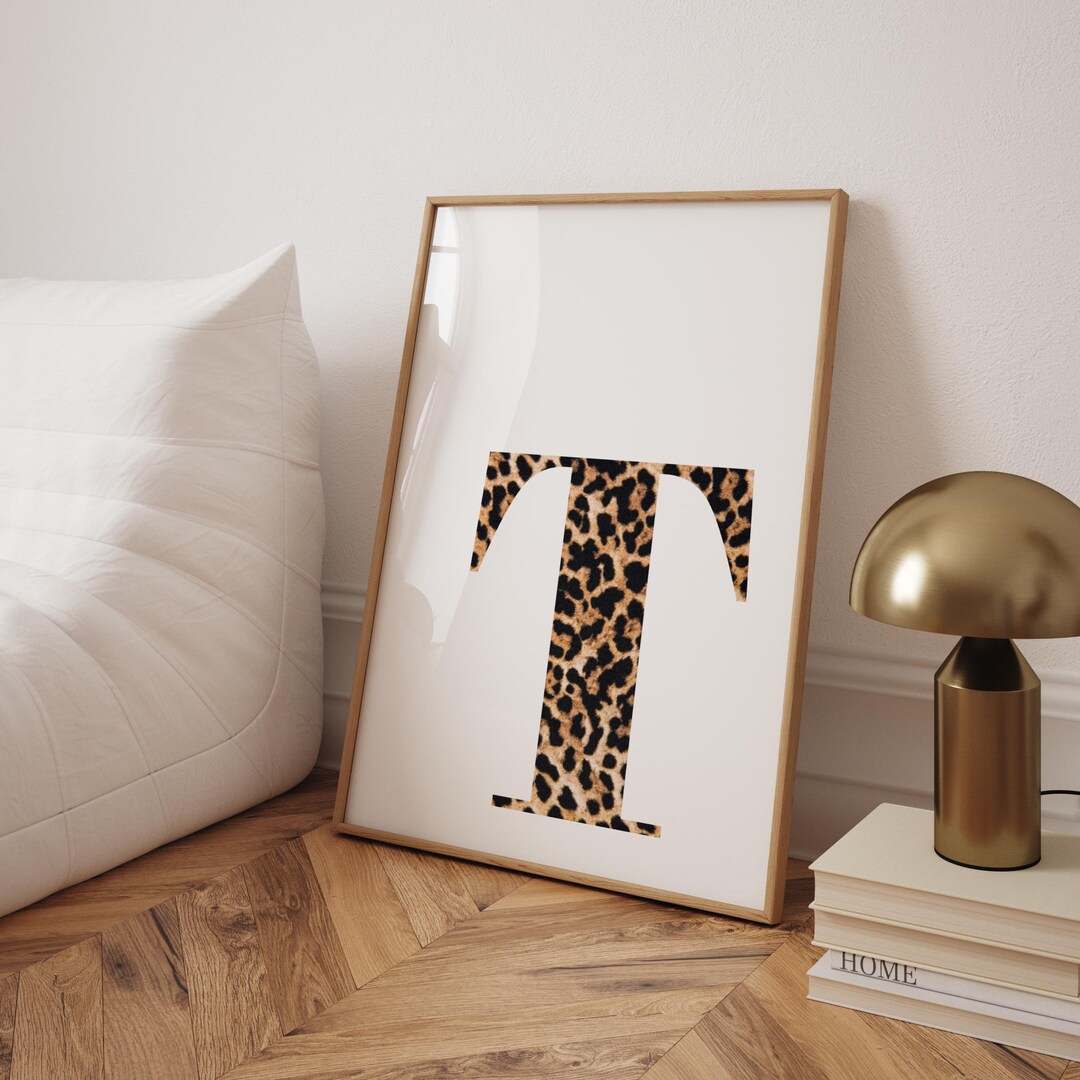 T Initial Wall Art Trendy Leopard Aesthetic Decor Chic Girly Dorm Decor ...