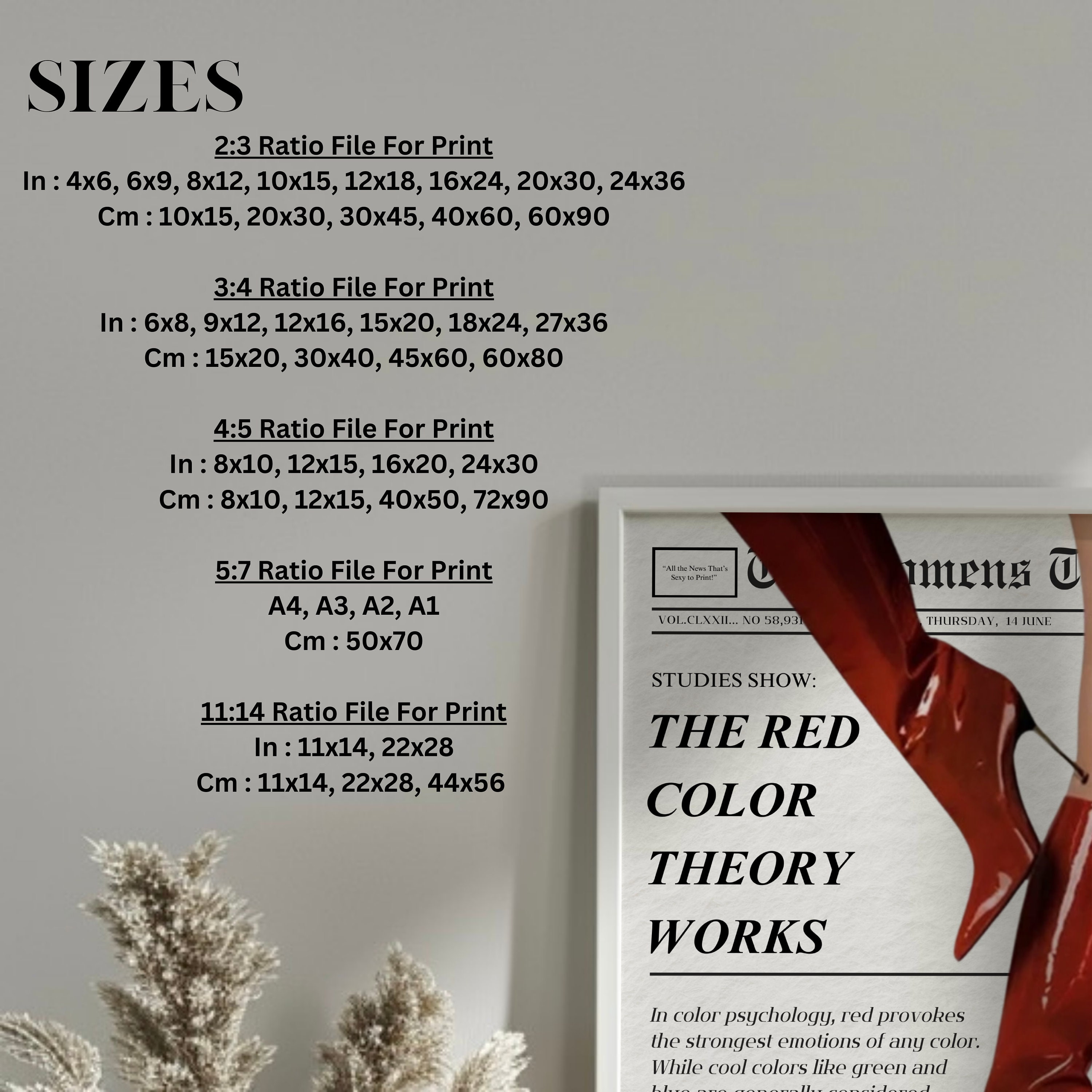 The Red Color Theory Works Digital Download Trendy Vintage Newspaper ...