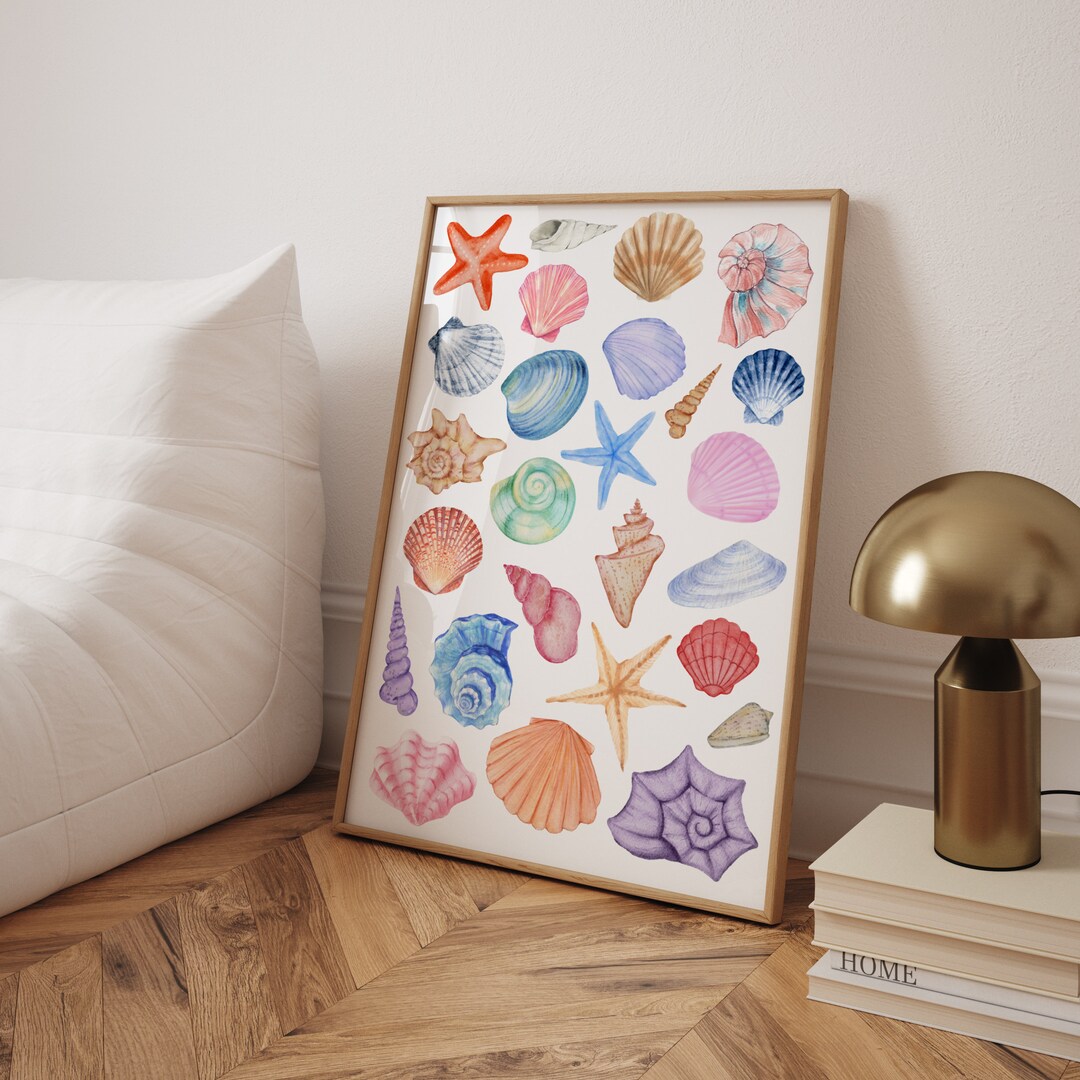 Trendy Seashell Prints for Beach House Pastel Coastal Decor Kids ...