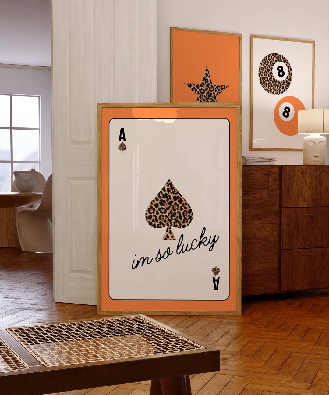 Set of 3 Cheetah Print Teen Girl Dorm Decor Modern Orange Wall Art ...