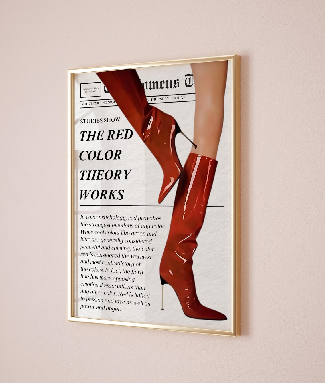 The Red Color Theory Works Digital Download Trendy Vintage Newspaper ...