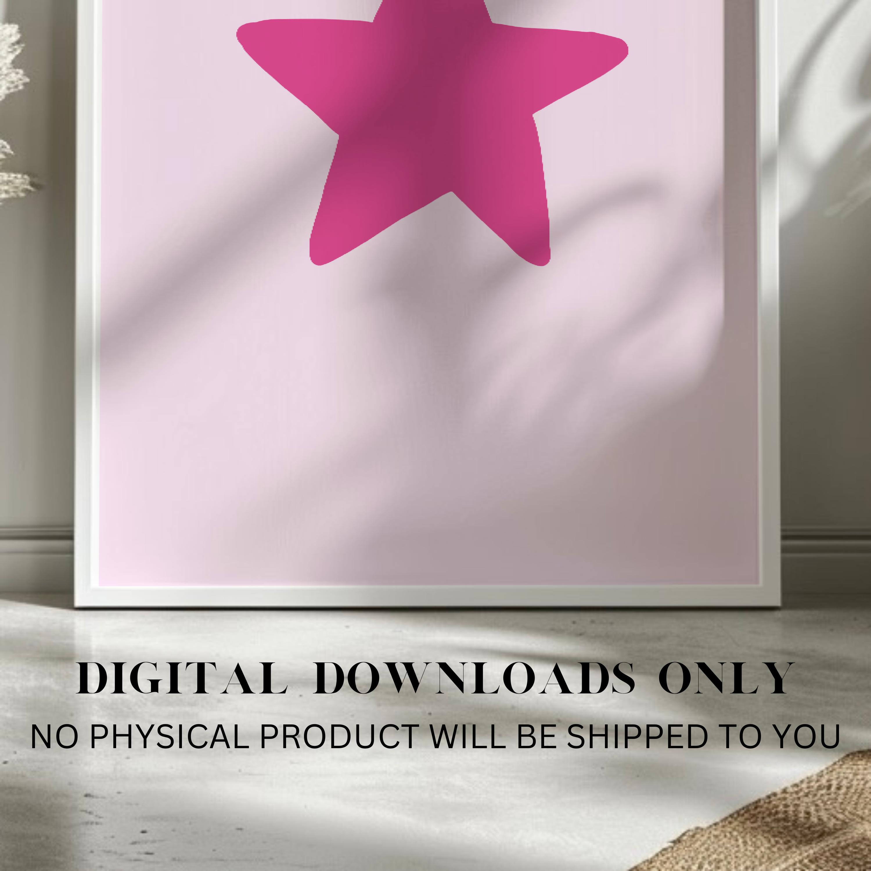 Pink Star Print Retro Star Art Print Trendy Instant Download Aesthetic ...