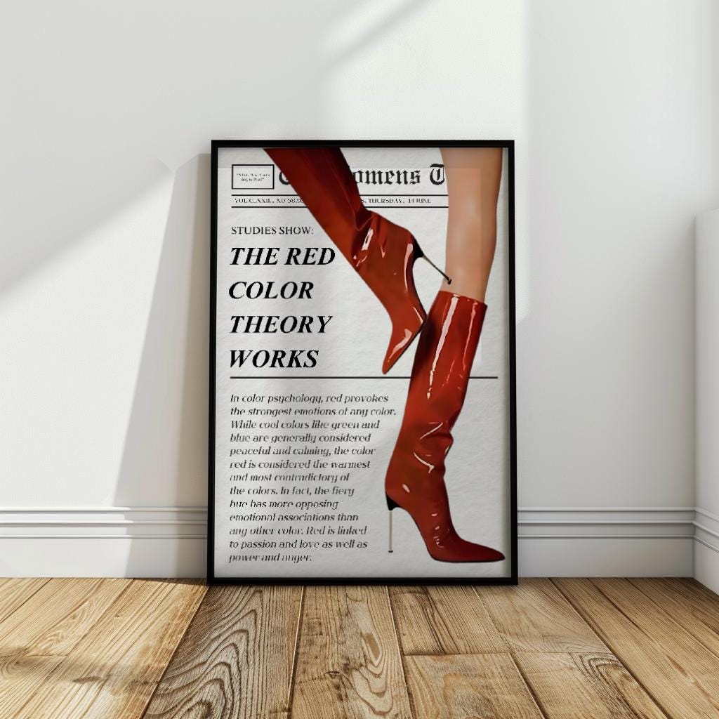 The Red Color Theory Works Digital Download Trendy Vintage Newspaper ...