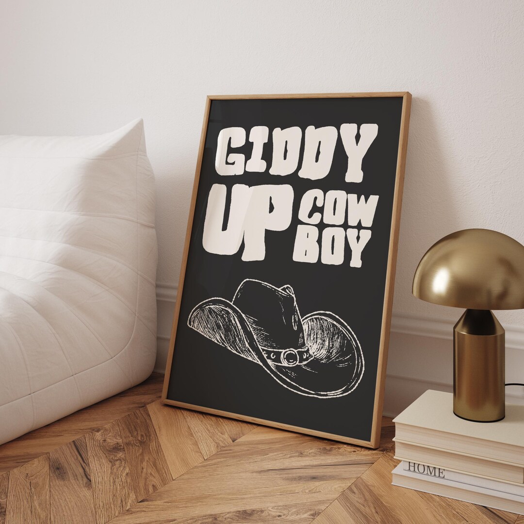 Giddy up Cowboy Print Black Trendy Wall Decor Preppy Cowgirl Aesthetic ...