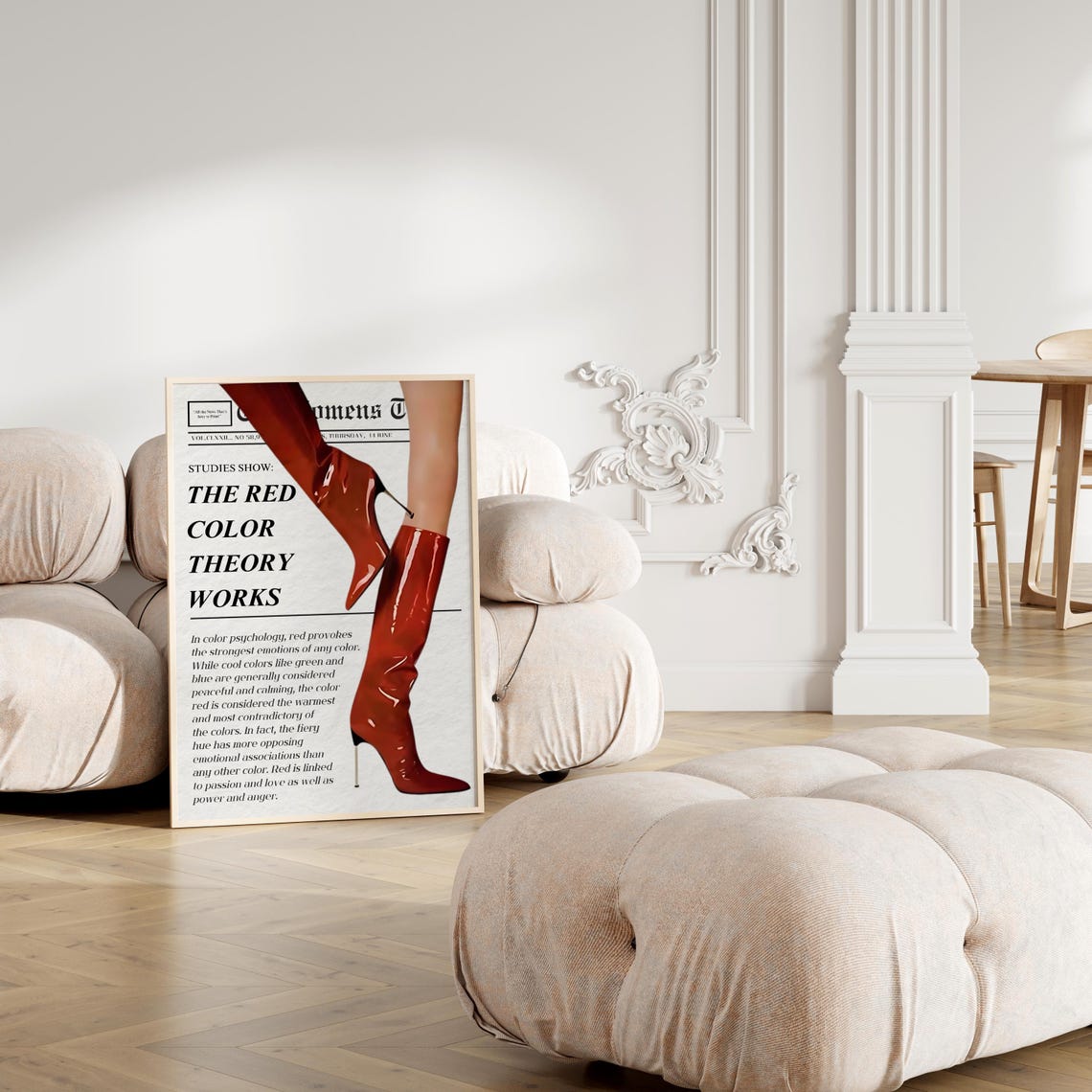 The Red Color Theory Works Digital Download Trendy Vintage Newspaper ...