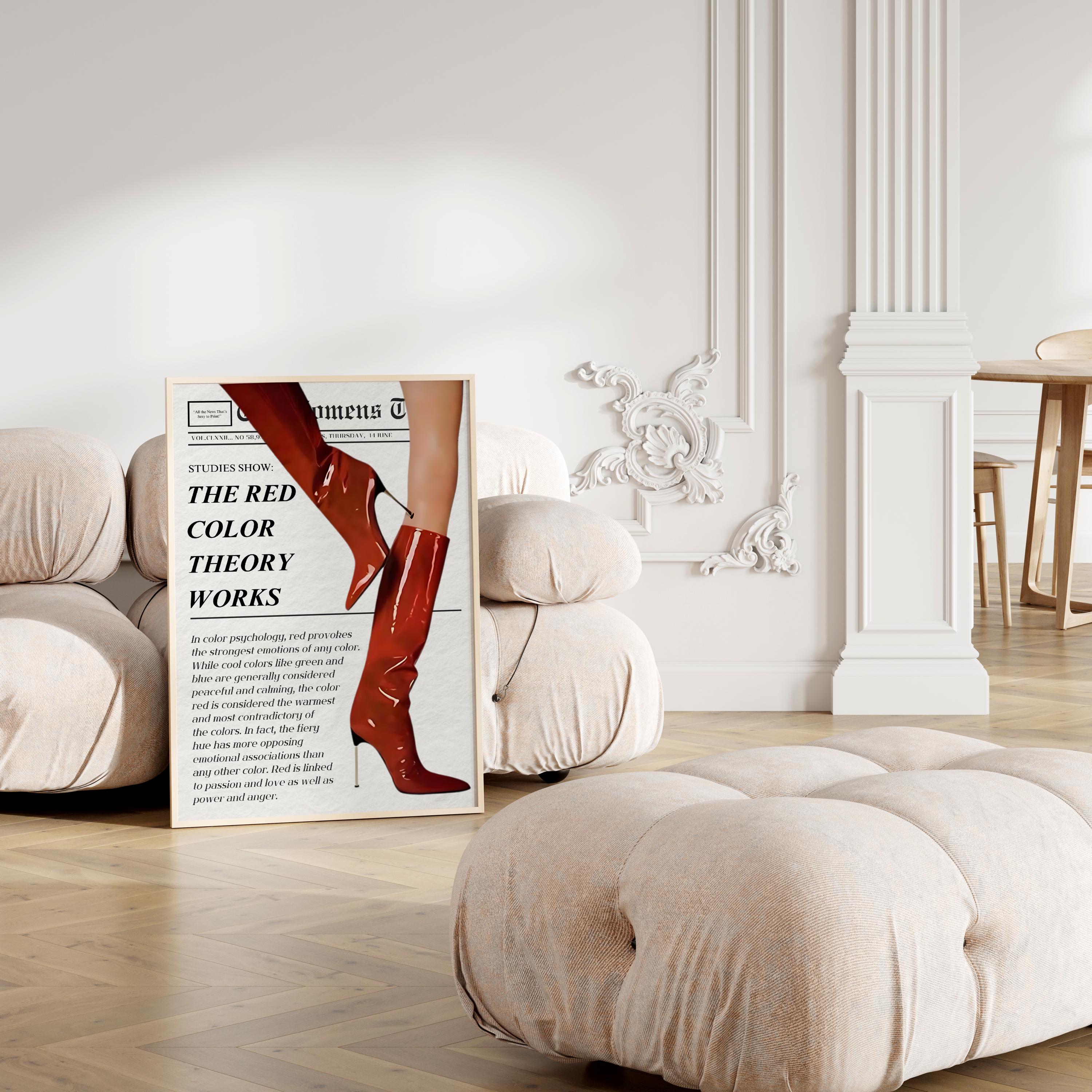 The Red Color Theory Works Digital Download Trendy Vintage Newspaper ...