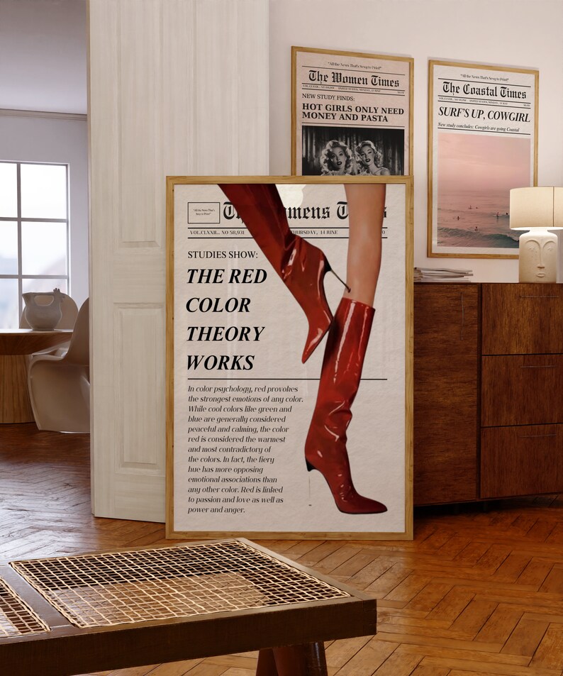 The Red Color Theory Works Digital Download Trendy Vintage Newspaper ...