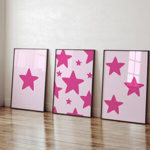 Pink Star Print Retro Star Art Print Trendy Instant Download Aesthetic ...