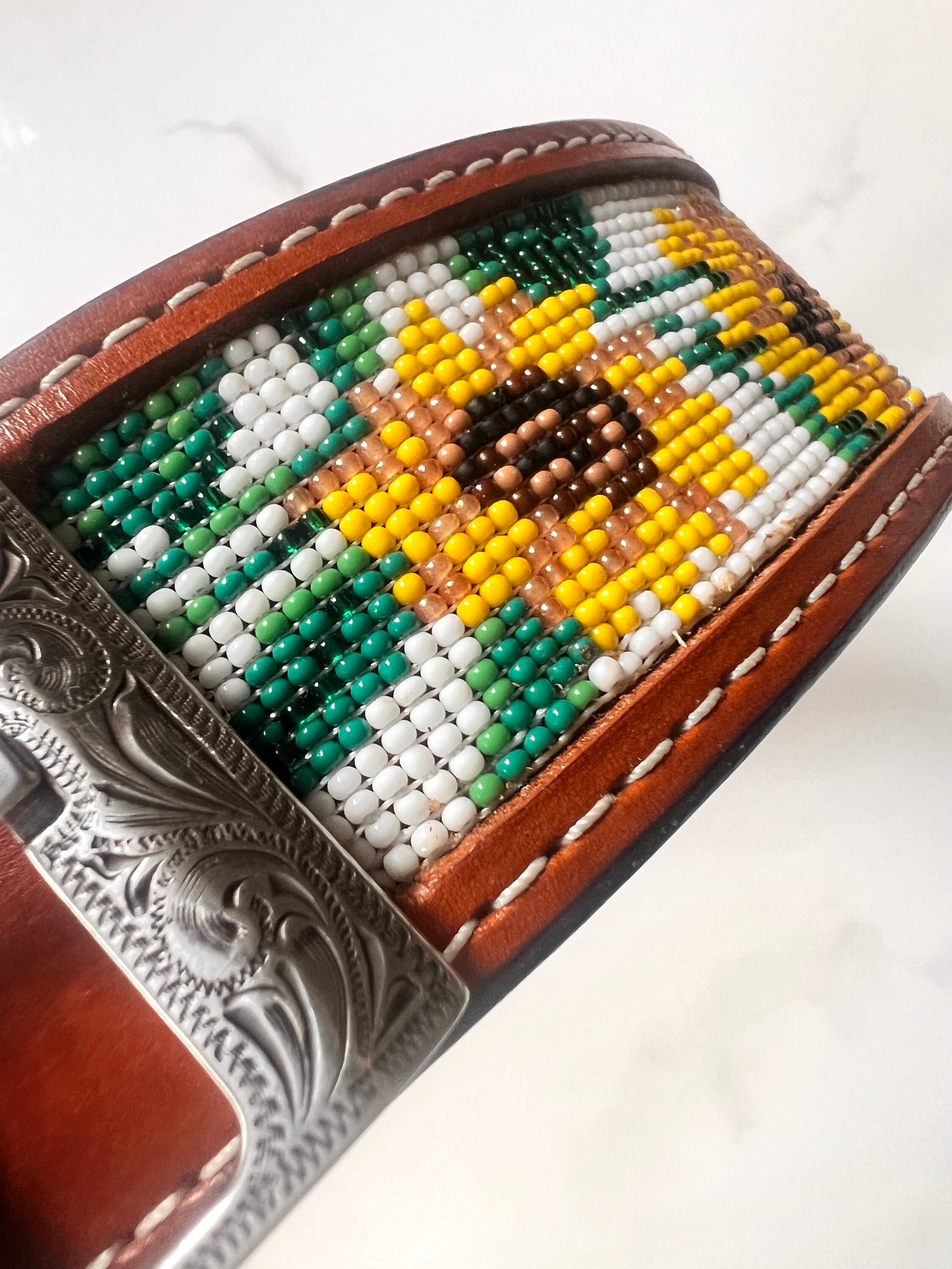 Hand Beaded Sunflower Leather Belt - Etsy