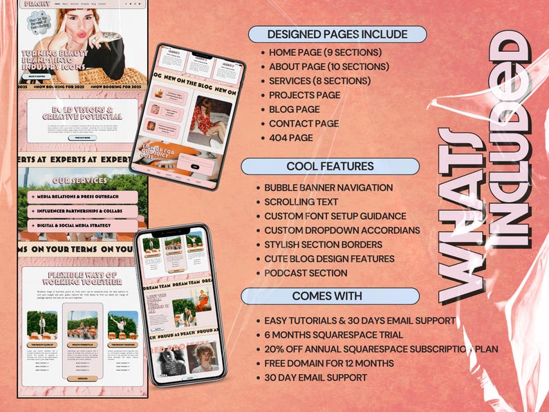 Peachy Squarespace Template: Modern Website for Creative Business - Etsy