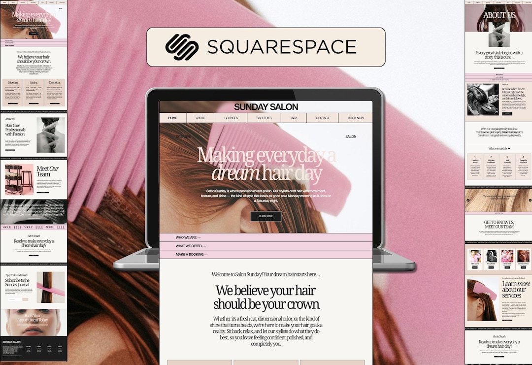 Premium Hair Salon Squarespace Website Template for Hairdressers ...