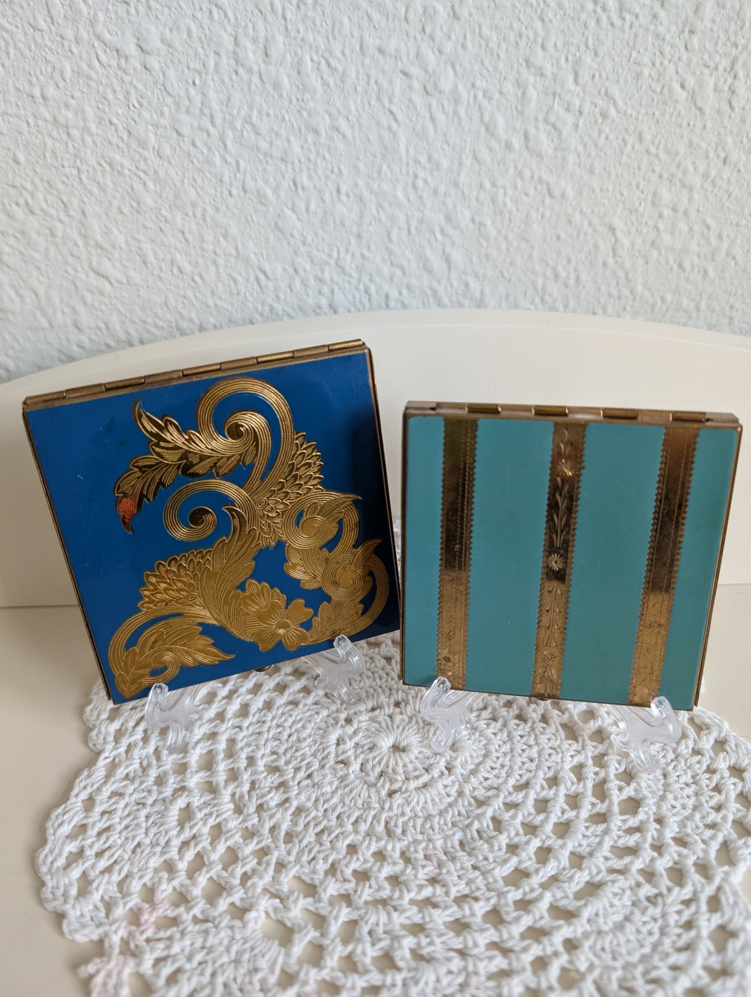 2 Vintage Powder Compacts. Elgin American/blue Enamel. Rex 5th Ave ...