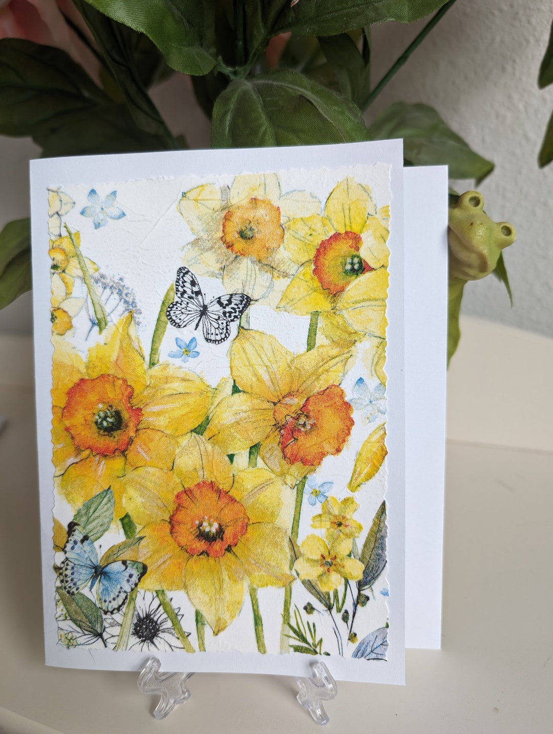 Blank Greeting Card. Daffodil Decoupage Napkin Card. 5X7 Cards With ...