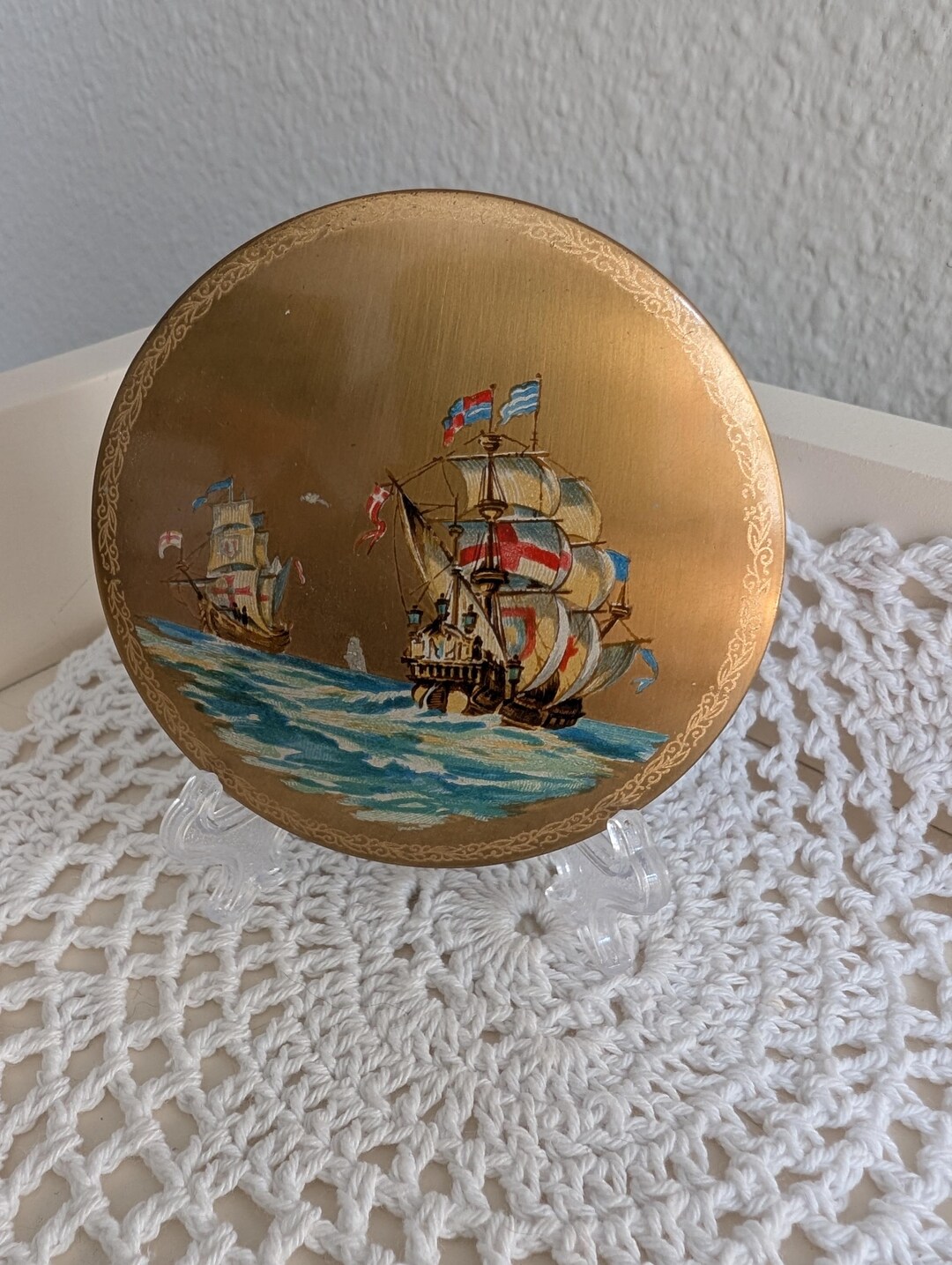 Vintage Stratton ship Powder Compact 1940's - Etsy