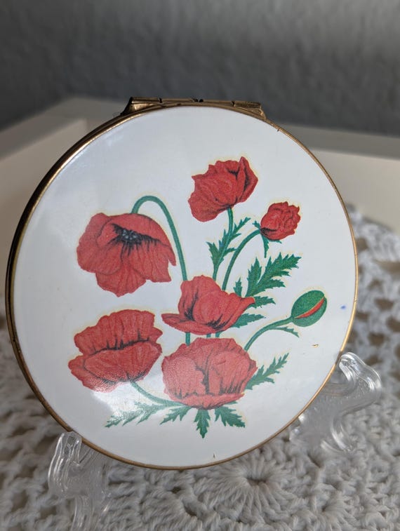 Vintage Stratton Poppy powder compact. Made in Englan… - Gem