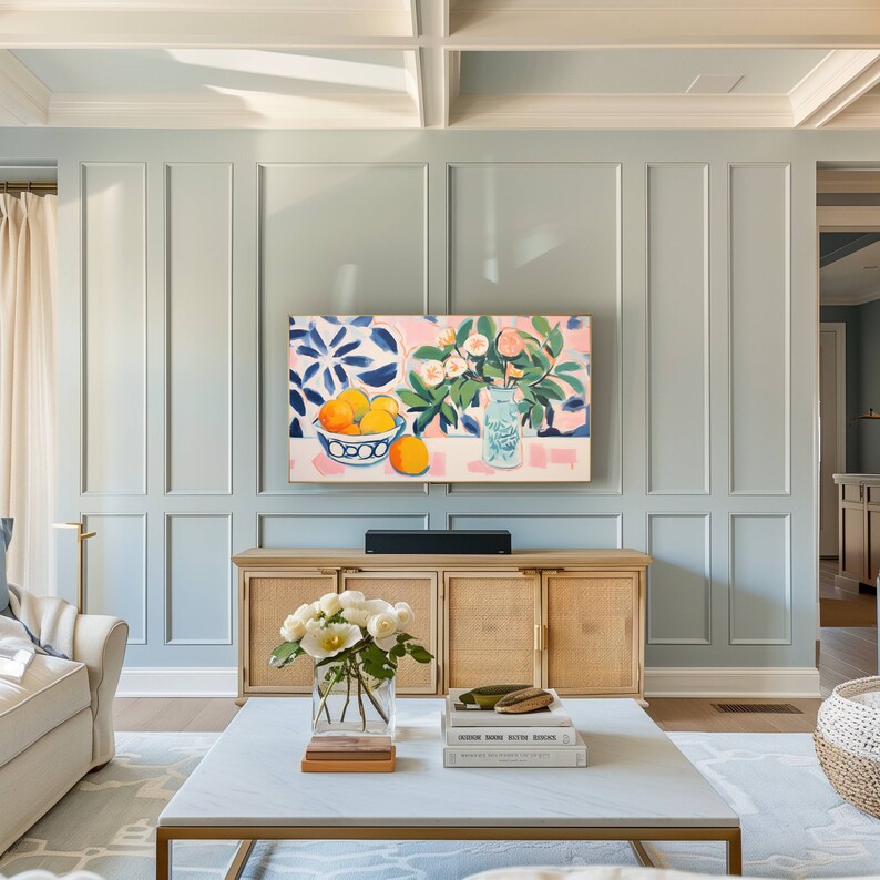 Retro Still Life Frame TV Art, Pastel Mid-century Modern Frame TV Art ...