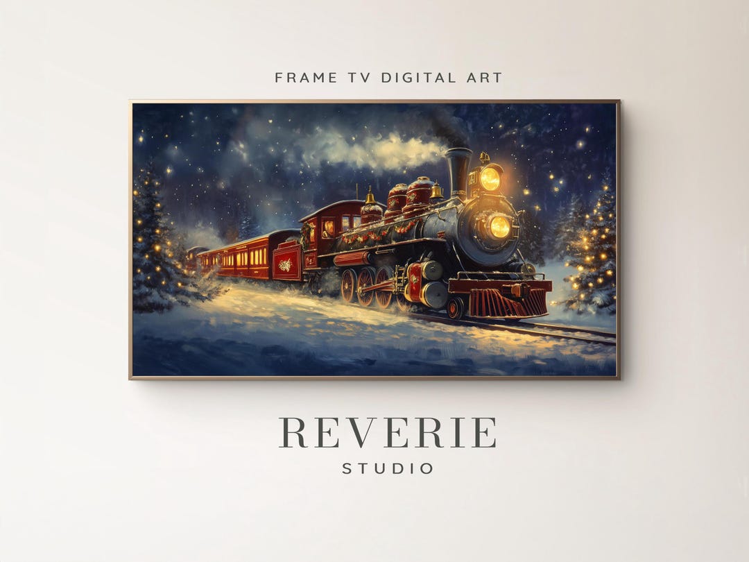 Vintage Train Winter Frame TV Art | Christmas Festive & Cozy Decor ...