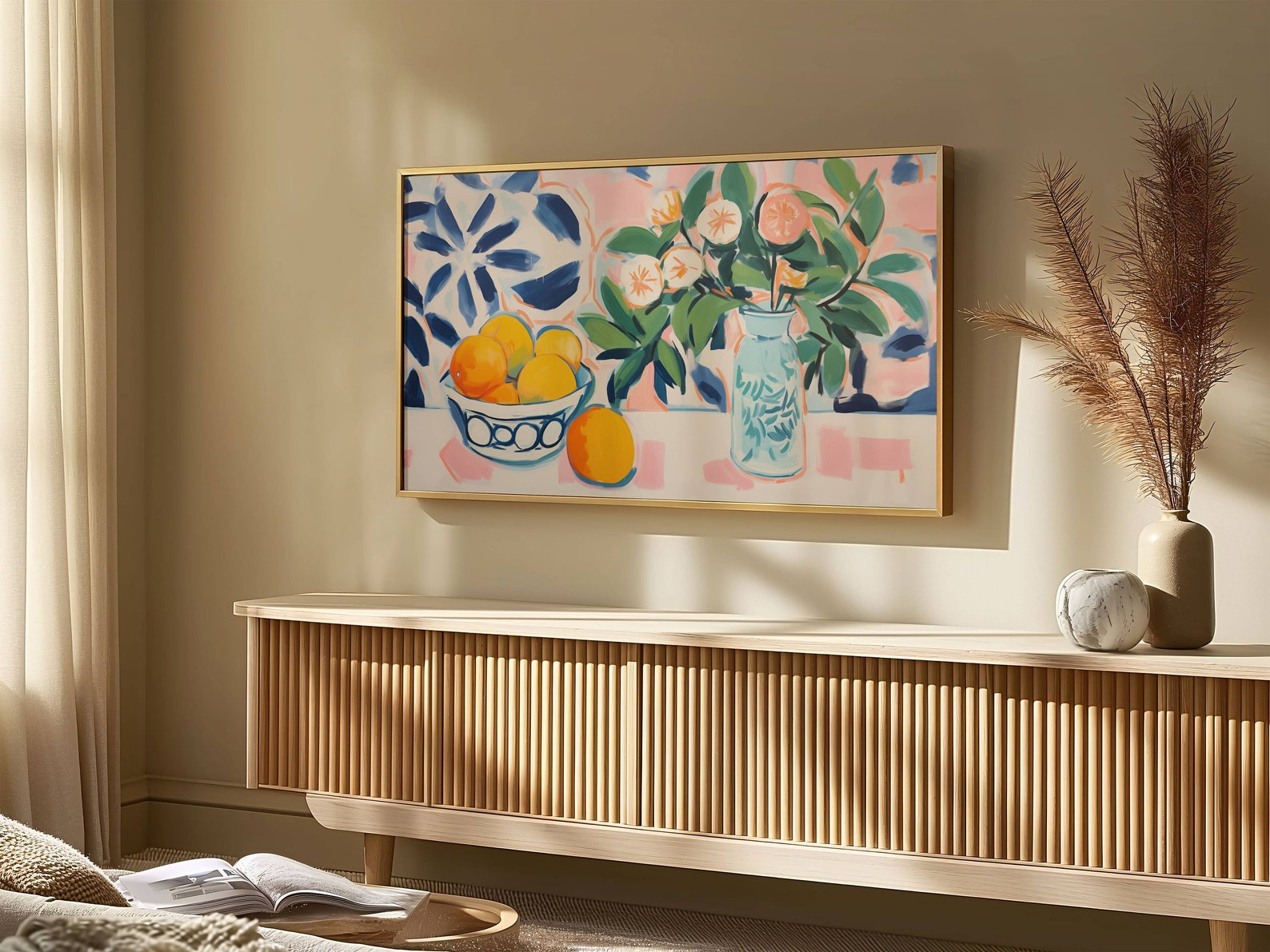 Retro Still Life Frame TV Art, Pastel Mid-century Modern Frame TV Art ...