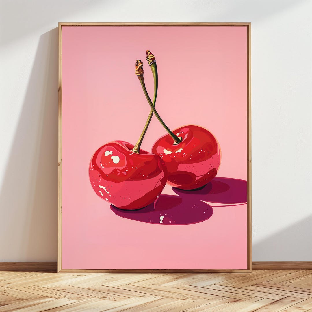 Glossy Cherry Wall Art | Preppy Coquette Decor | Playful Modern Design ...
