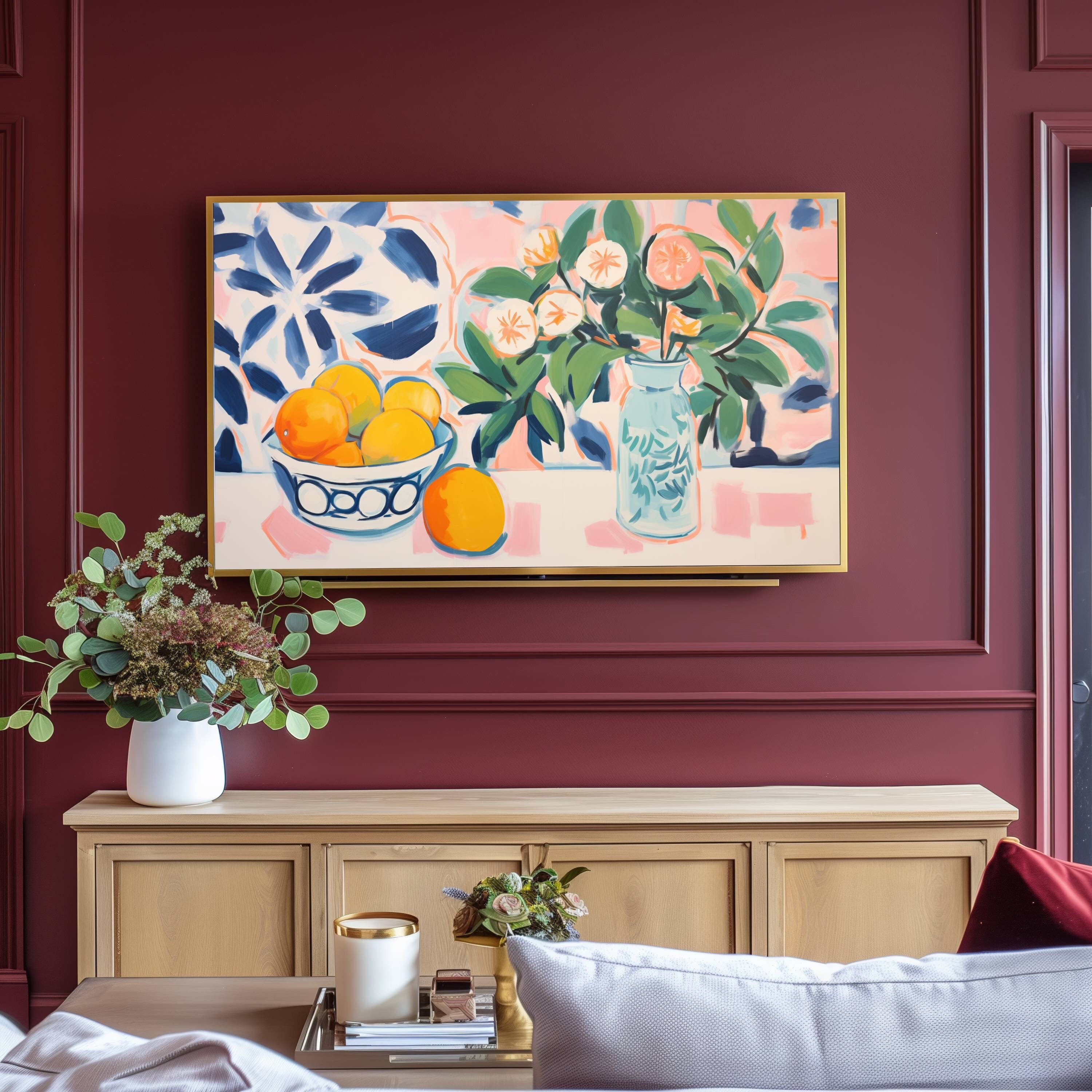 Retro Still Life Frame TV Art, Pastel Mid-century Modern Frame TV Art ...