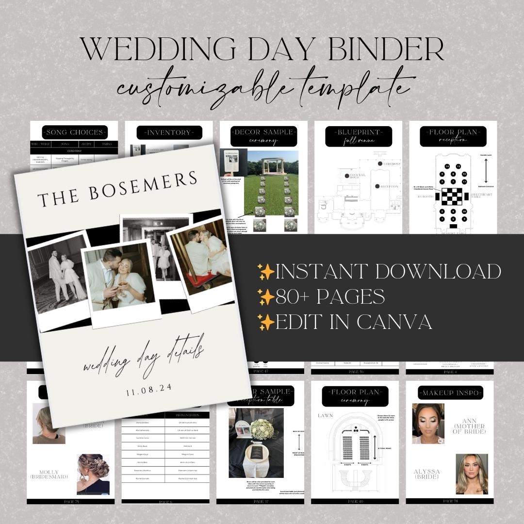 Wedding Day Binder Template | Printable + Editable Wedding Planner ...
