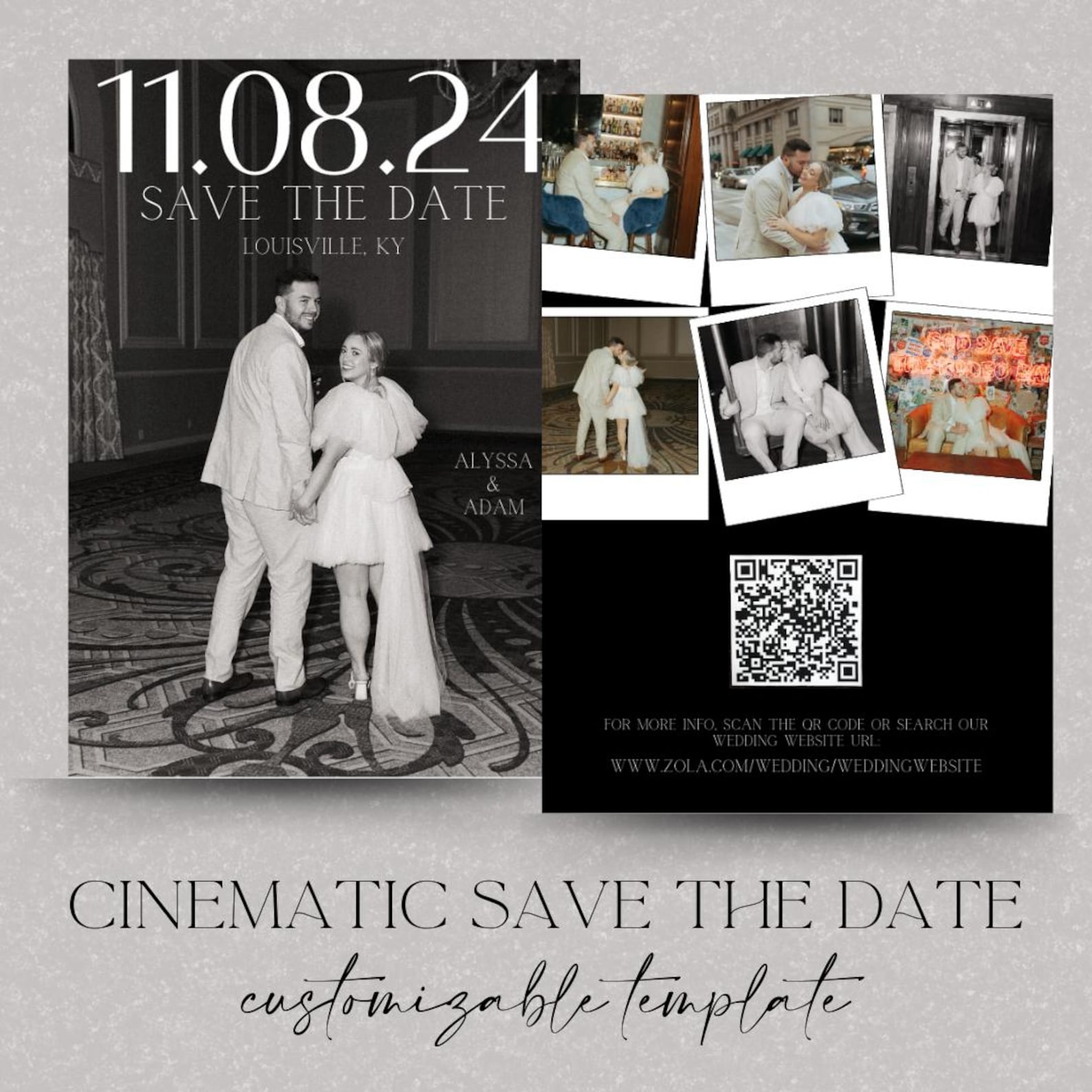 Cinematic Save the Date Template | Double Sided | Customizable Template ...